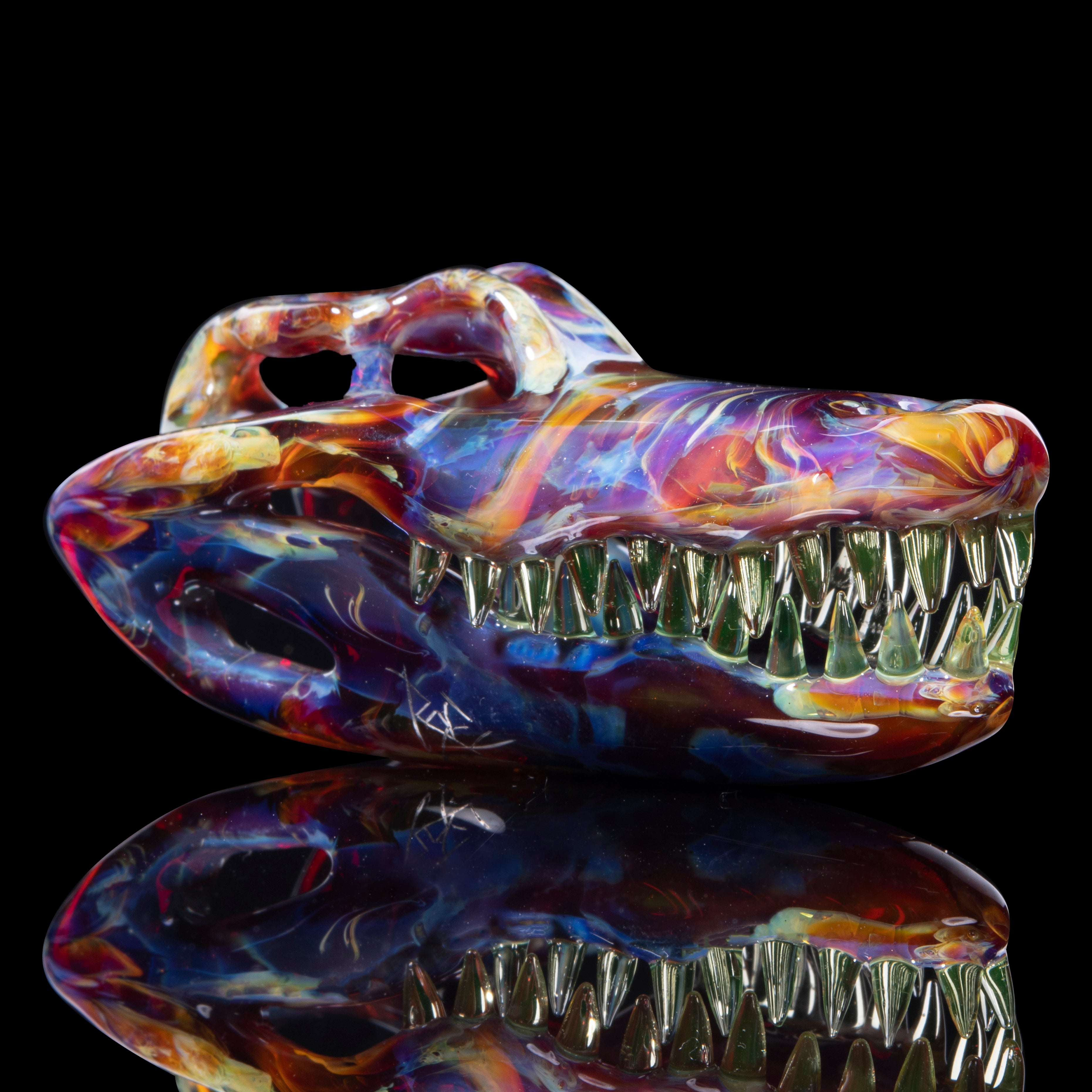 Roe Gator Skull Pendant Double Amber Purple – That Glass Gallery, LLC